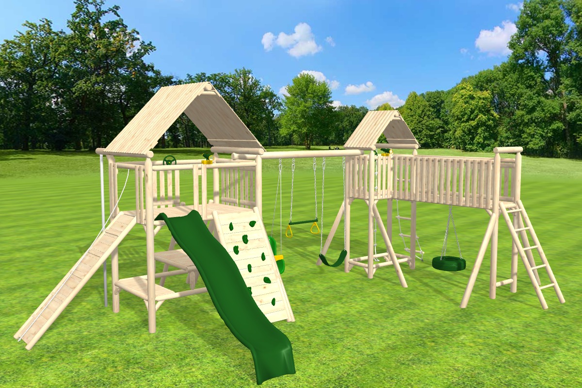 Rustic Wooden Swing Set, Jungle Gym, Play Set | CedarWorks Playsets