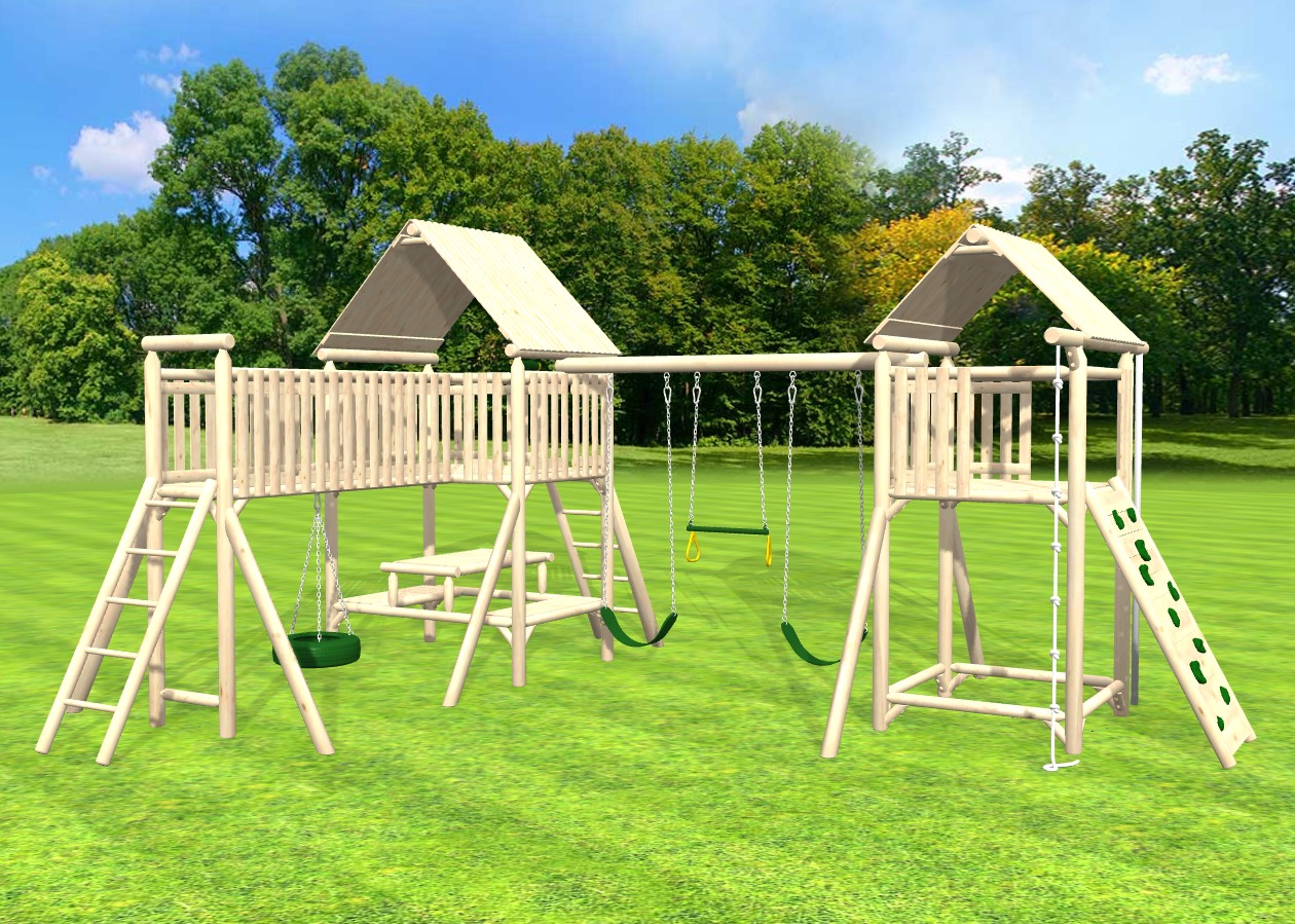 Rustic Wooden Swing Set, Jungle Gym, Play Set | CedarWorks Playsets